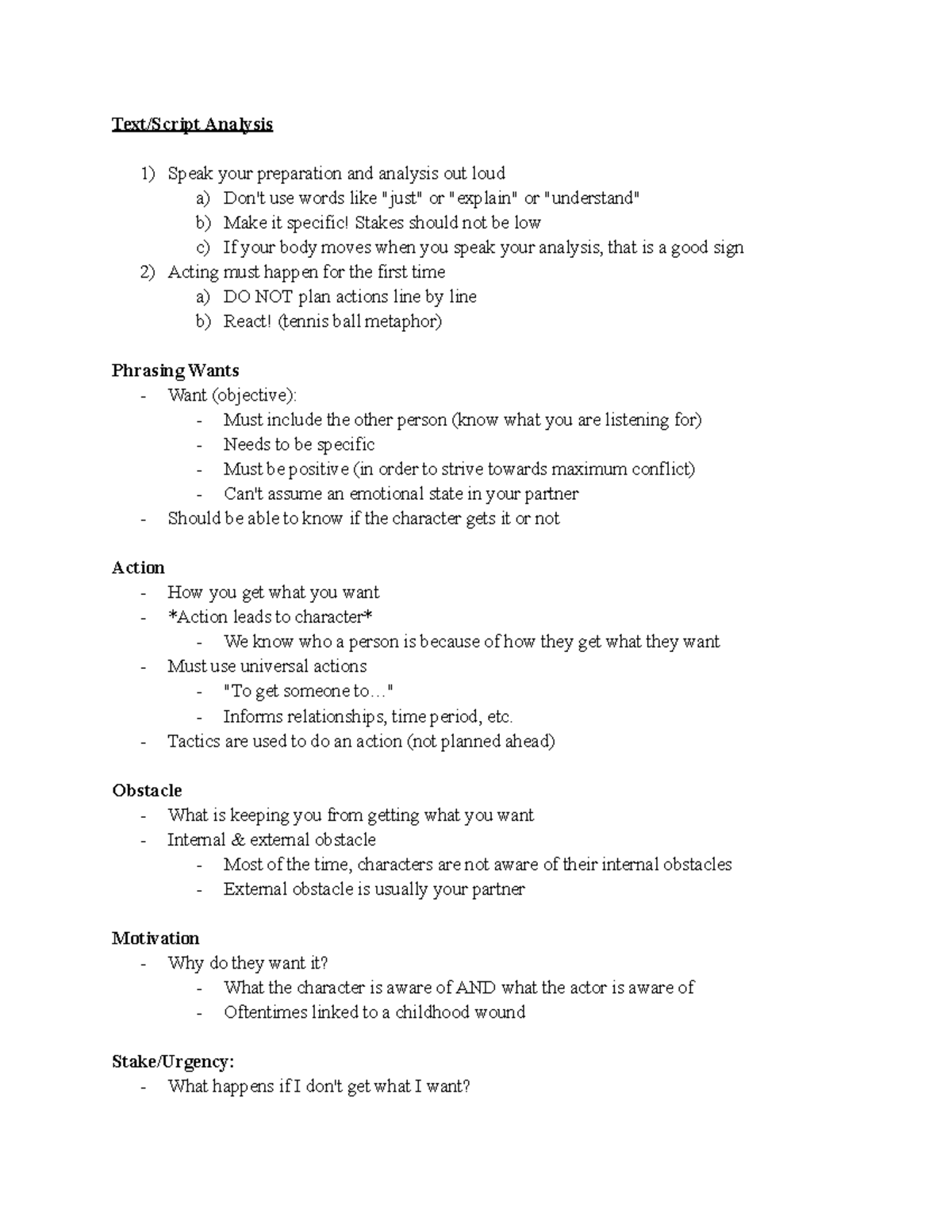 Script Analysis - Text/Script Analysis Speak your preparation and ...