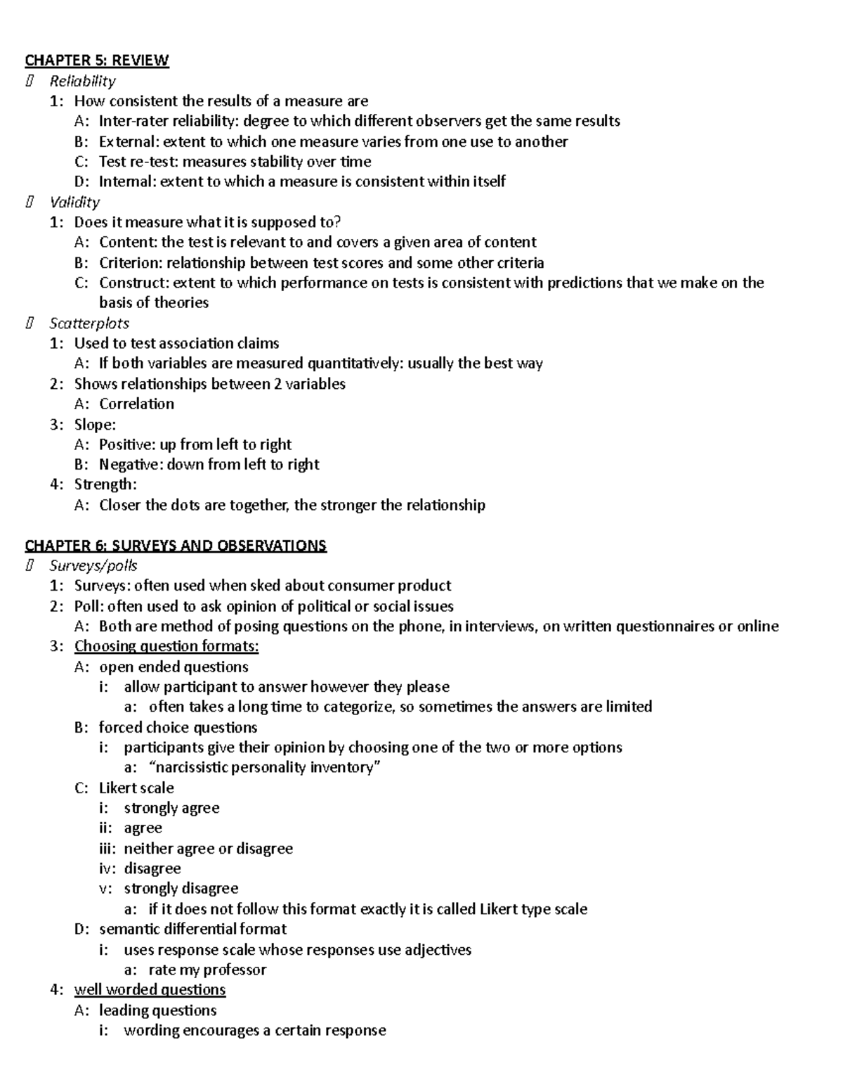 Exam 3 study guide - CHAPTER 5: REVIEW Reliability 1: How consistent ...