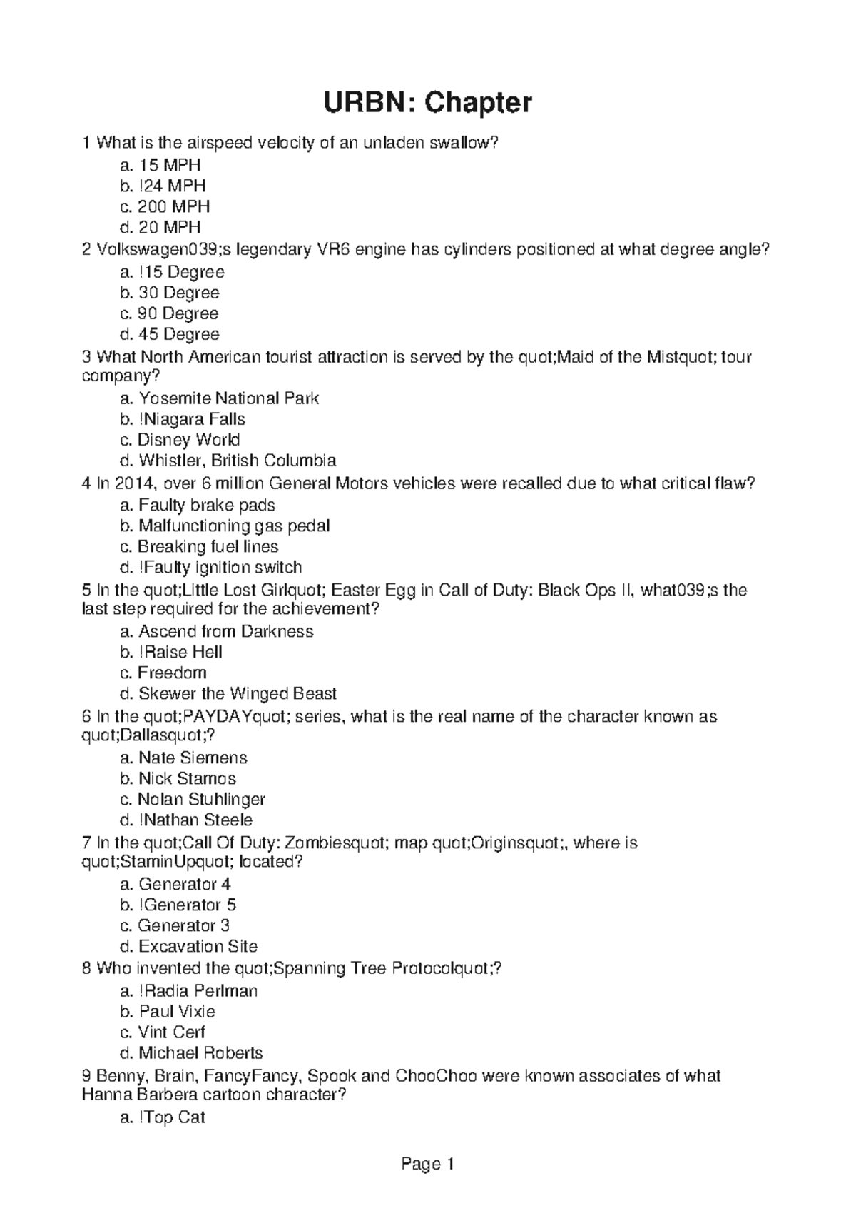 URBN312 doc 3 - URBN: Chapter 1 What is the airspeed velocity of an ...