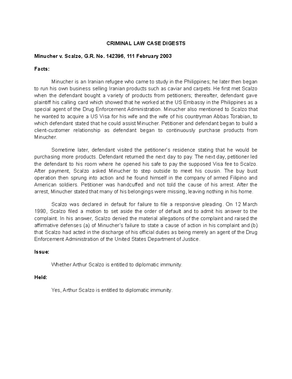 Criminal LAW CASE Digests - CRIMINAL LAW CASE DIGESTS Minucher v ...