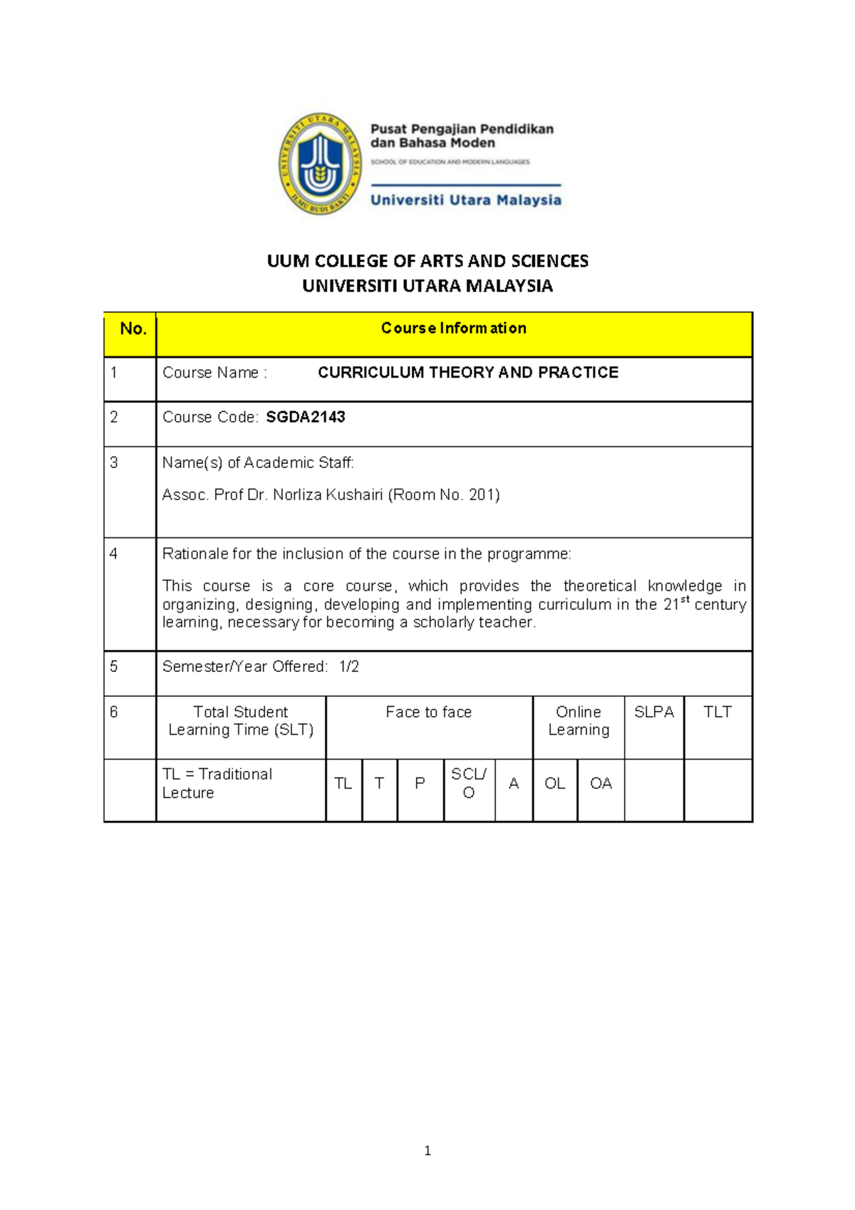 Course Sllyabus 2019 Final-Dr NK - UUM COLLEGE OF ARTS AND SCIENCES ...