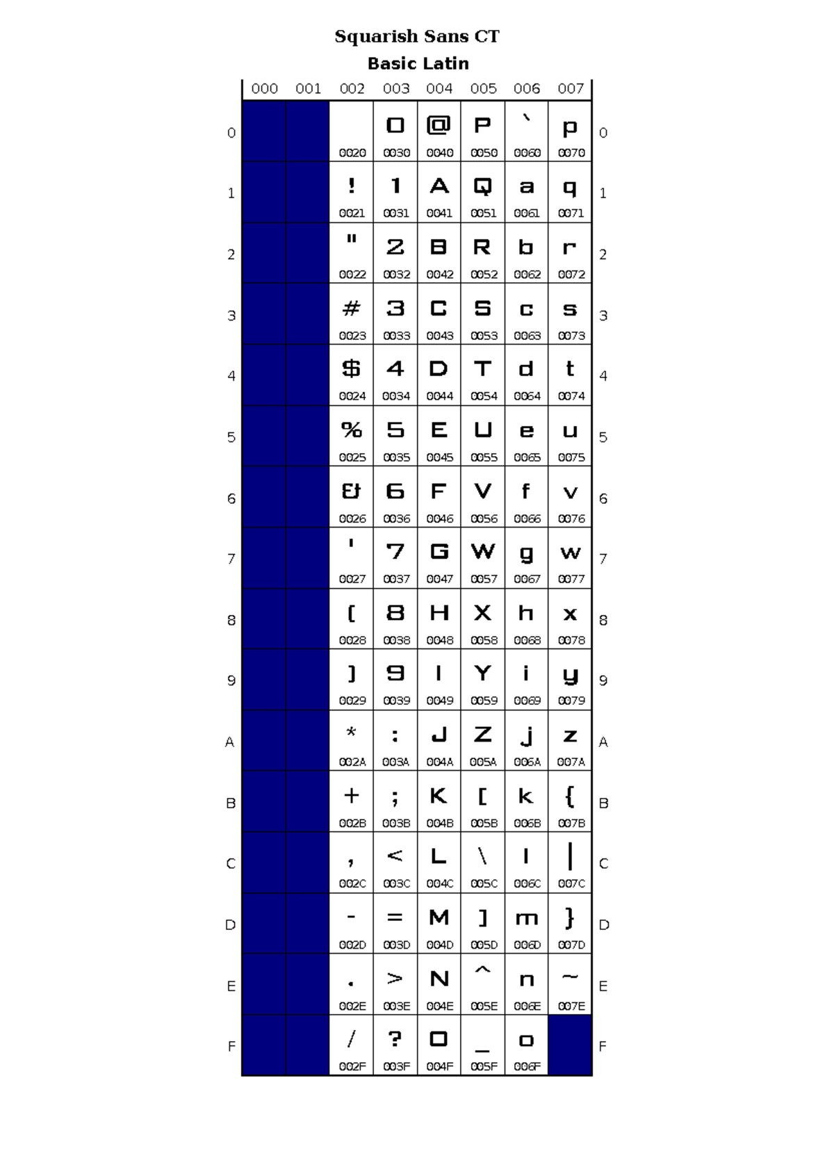 Squarish Sans CT Regular - Squarish Sans CT Basic Latin ...