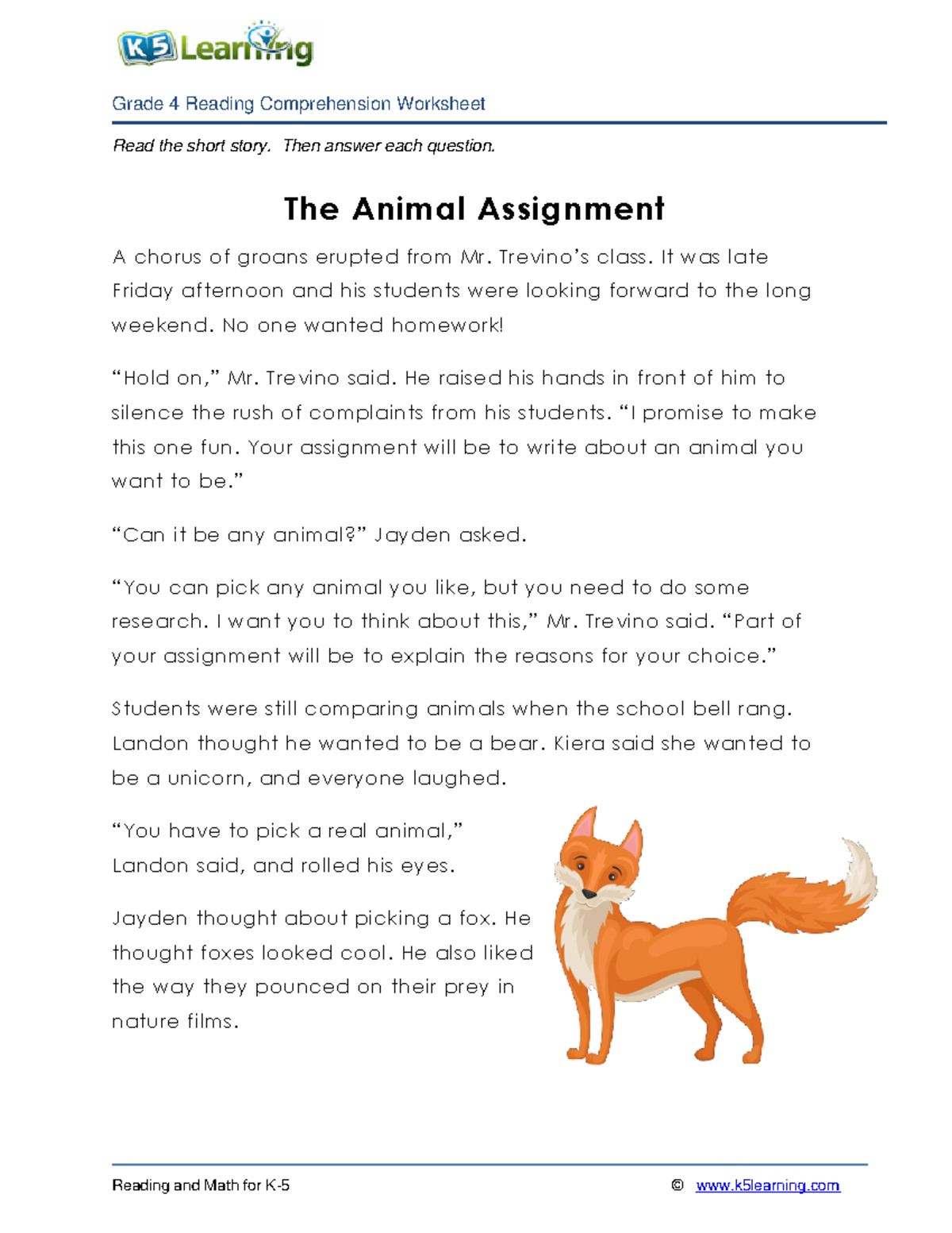 English G4 - A topic for discussion - Read the short story. Then answer ...