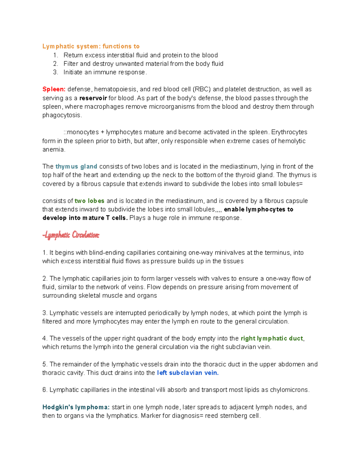 Patho- Chapter 11 Notes - Lymphatic system: functions to 1. Return ...