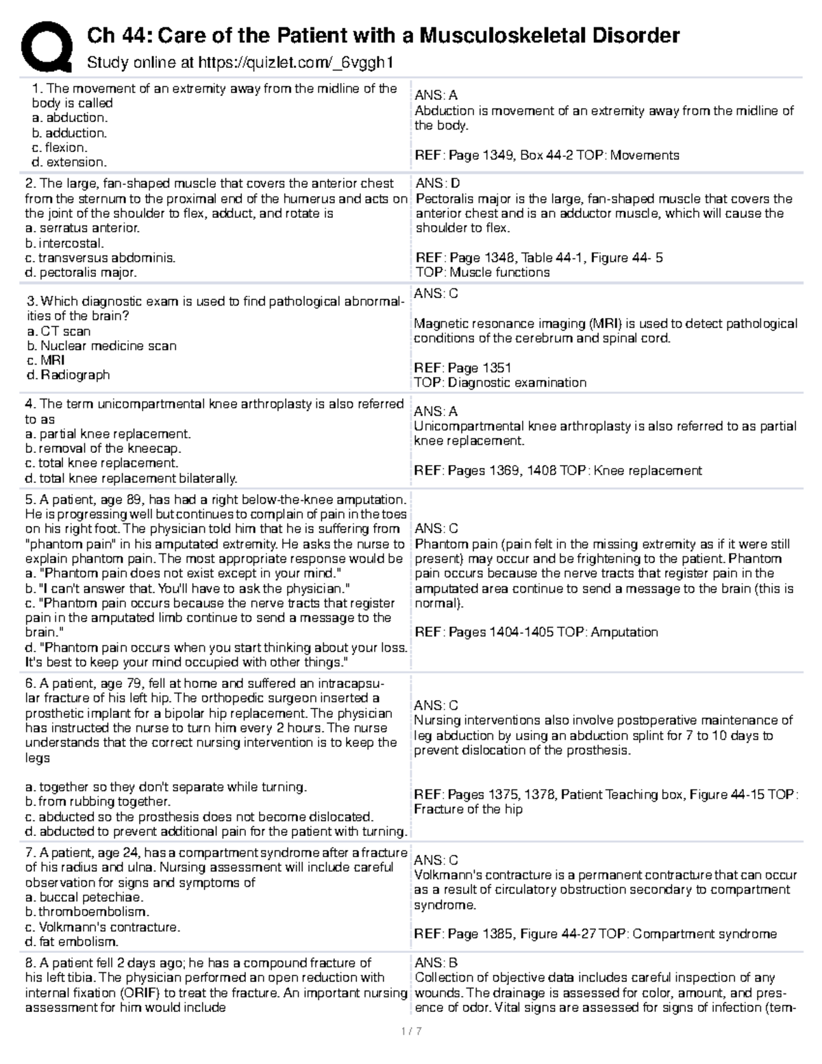 Chapter 44 Study Guide - Study online at quizlet/_6vggh The movement of ...