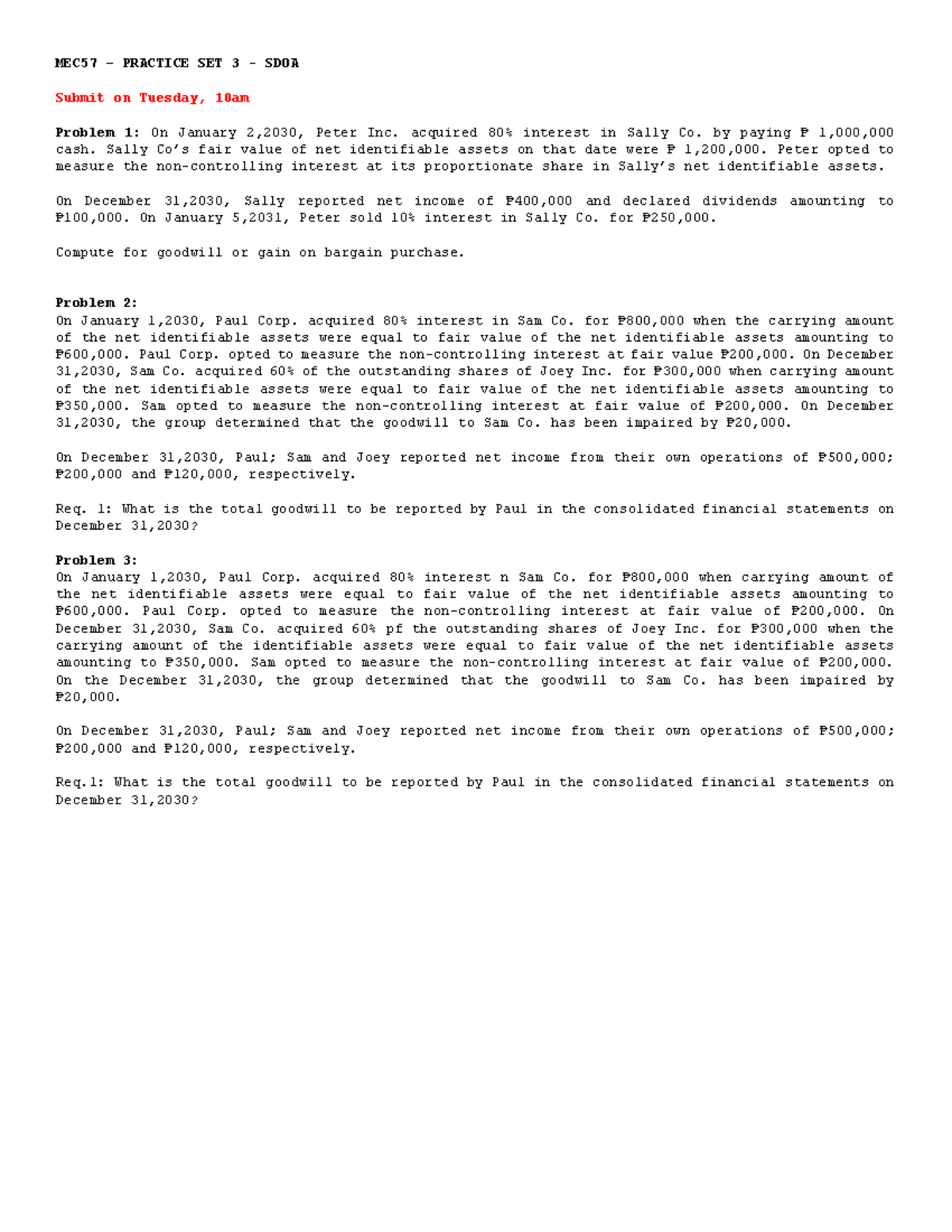 MEC57 PS3 08 - in partial requirement for BSMA - MEC57 – PRACTICE SET 3 ...