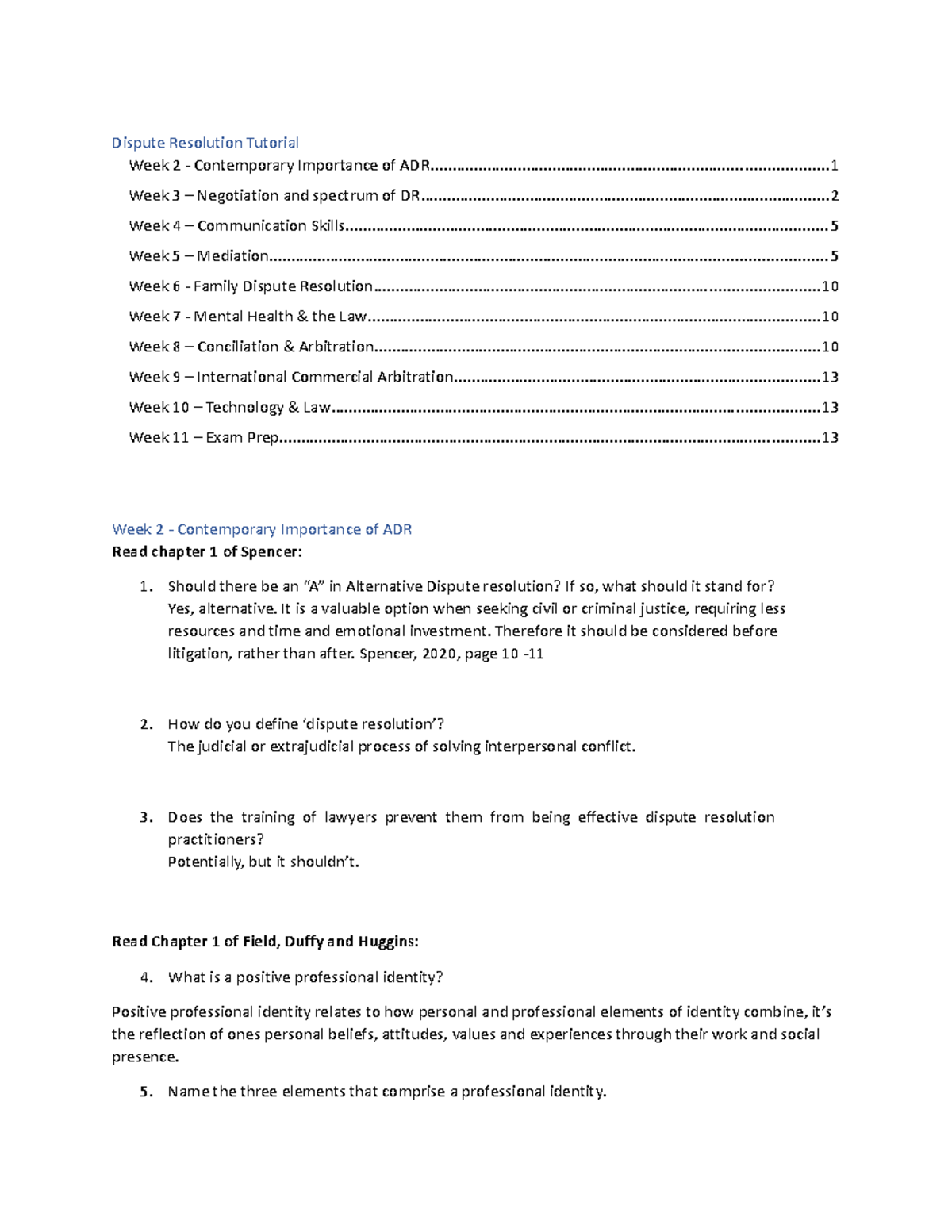 Dispute Resolutions Weekly Tutorial Work - Dispute Resolution - QUT ...