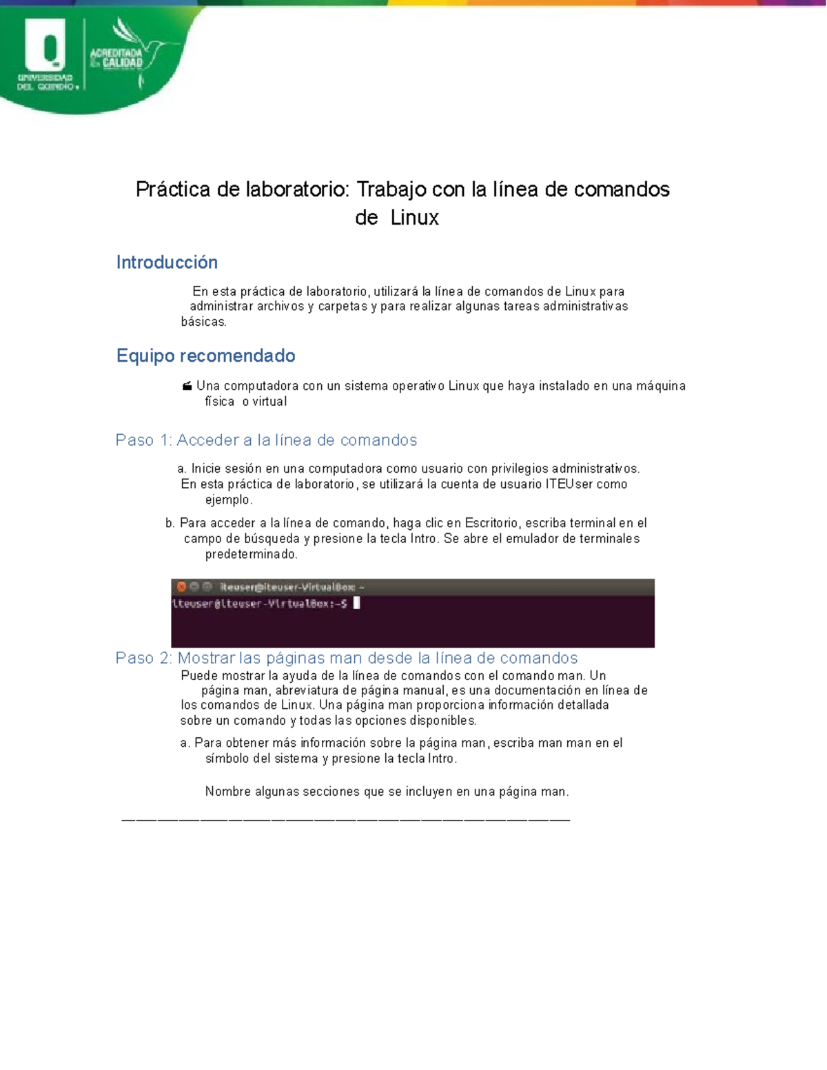 Lab- Infra Com - Comandos Linux - Práctica de laboratorio: Trabajo con ...