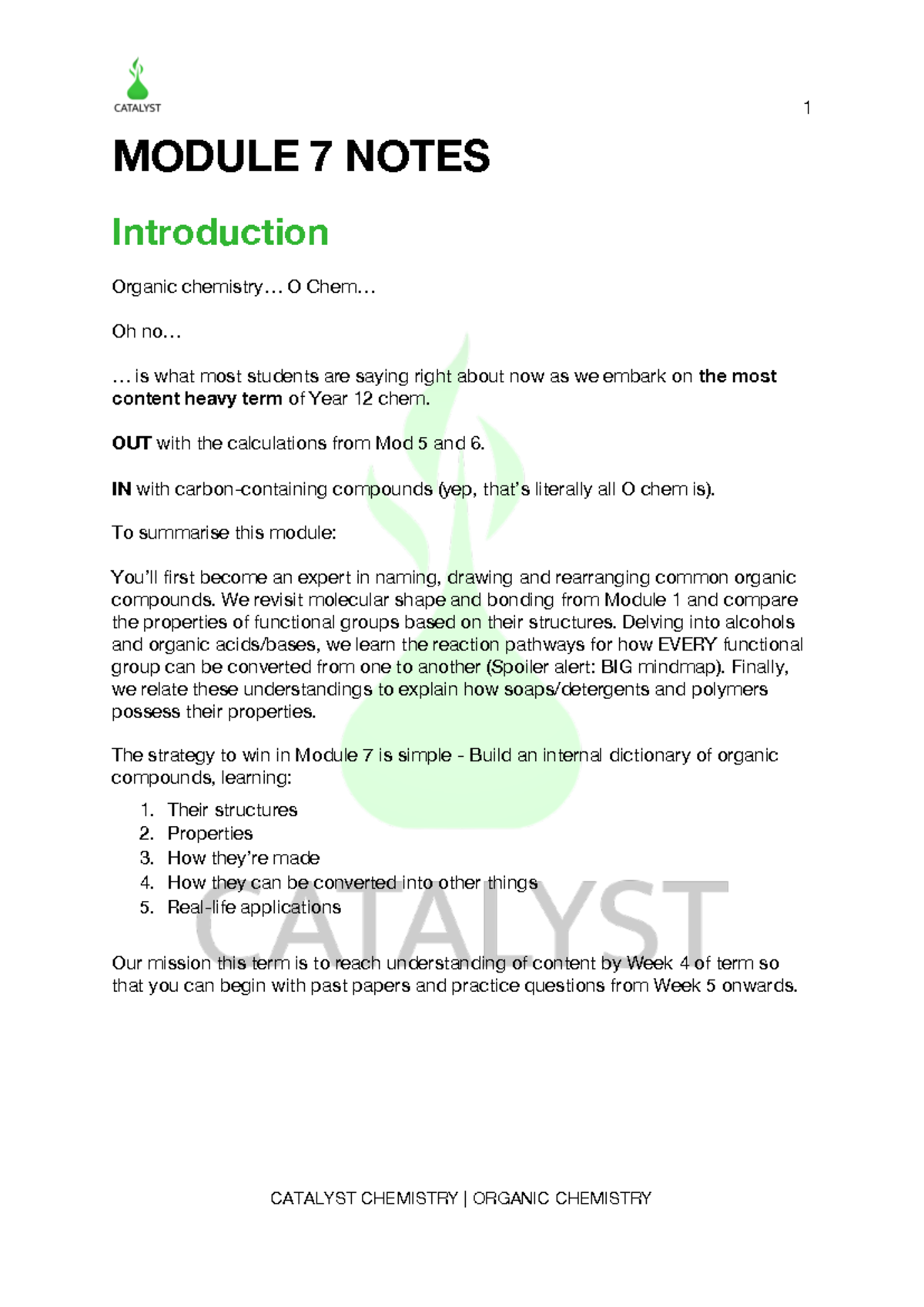 Booster Pack Module 7 Catalyst Chemistry - MODULE 7 NOTES Introduction ...