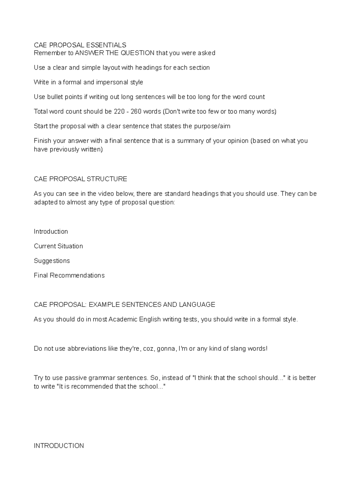 How to write a cae proposal docs - CAE PROPOSAL ESSENTIALSRemember to ...