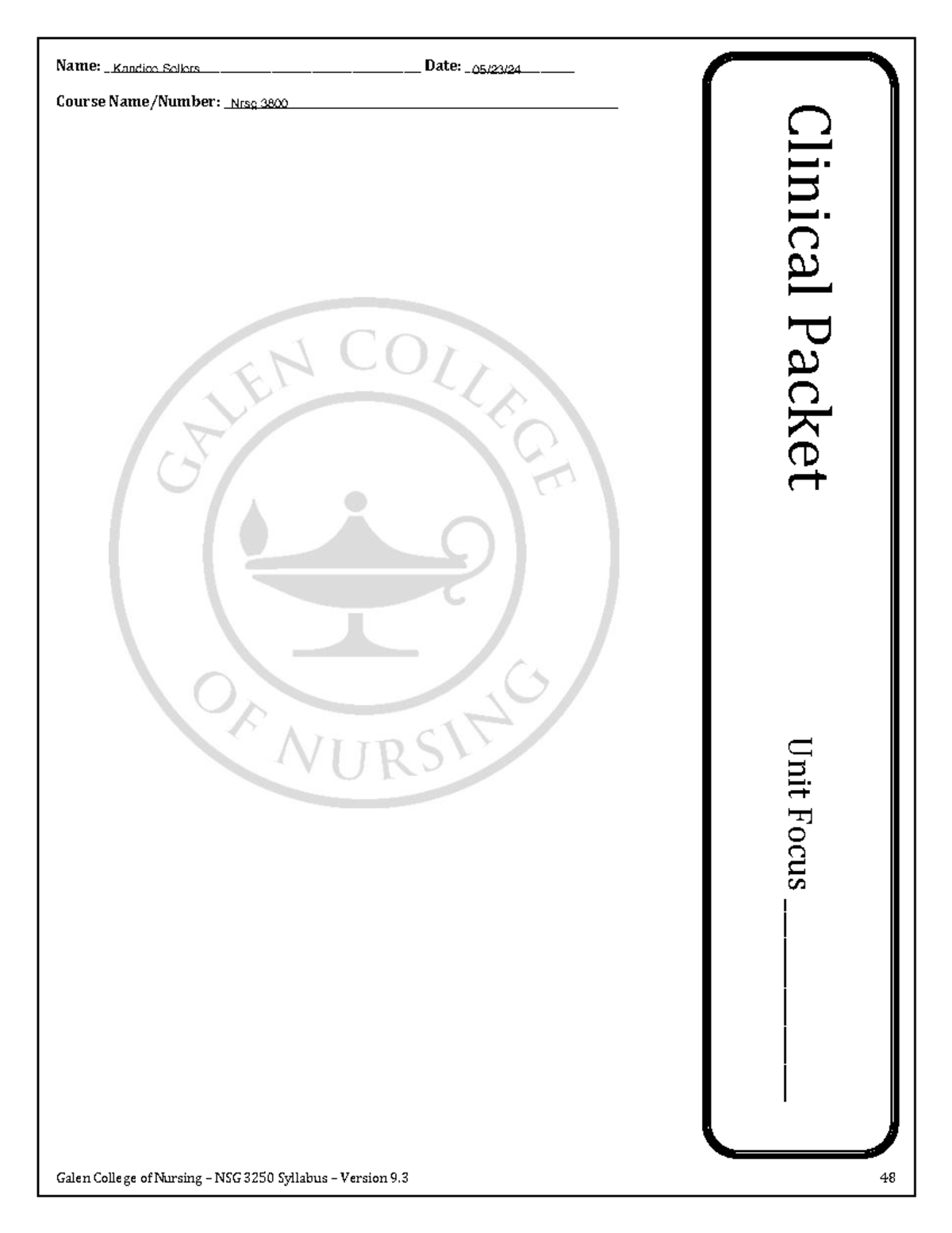Clinical packet Copy - Name ...