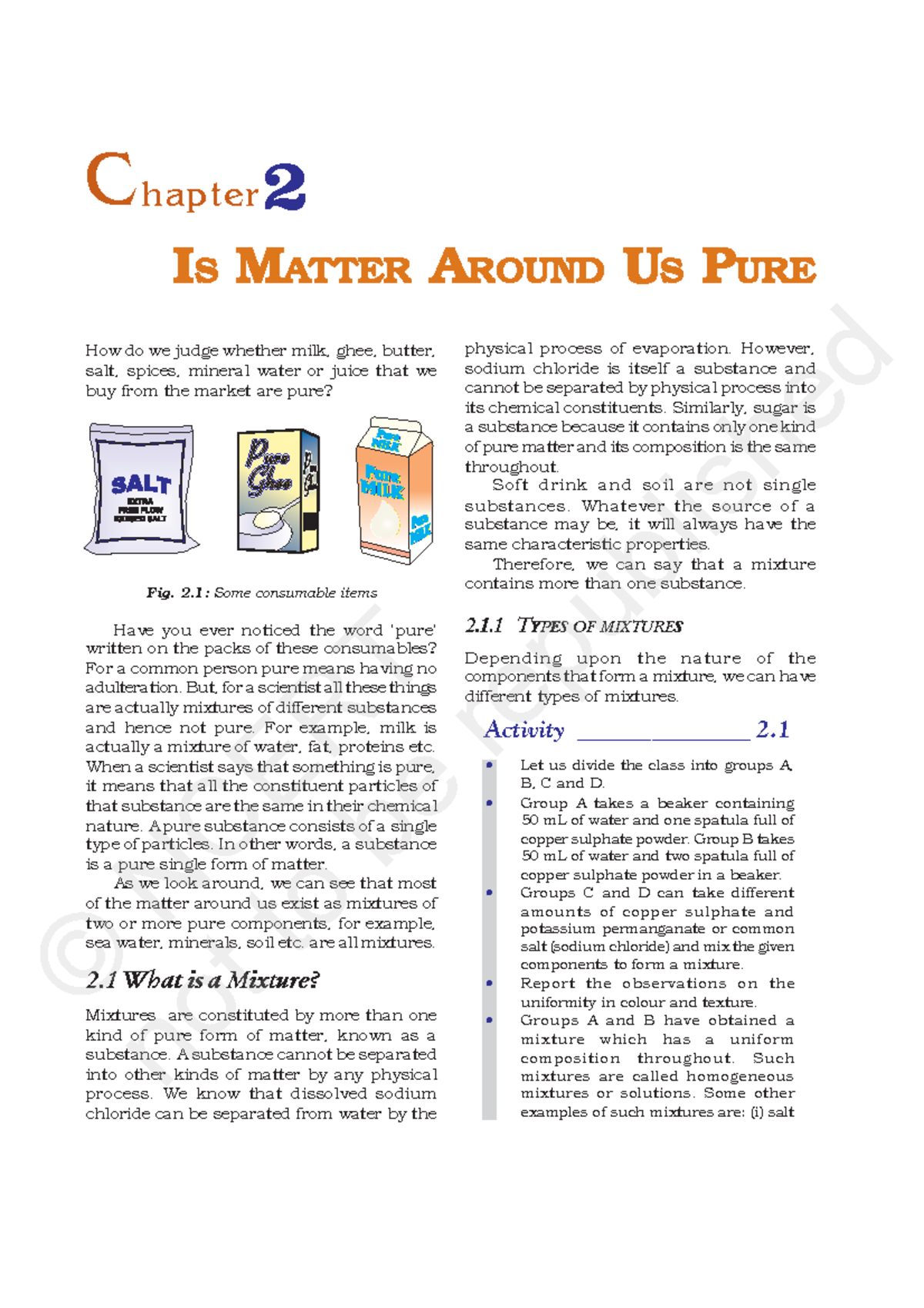 Iesc102 - is matter around us pure - Fig. 2: Some consumable items Have ...