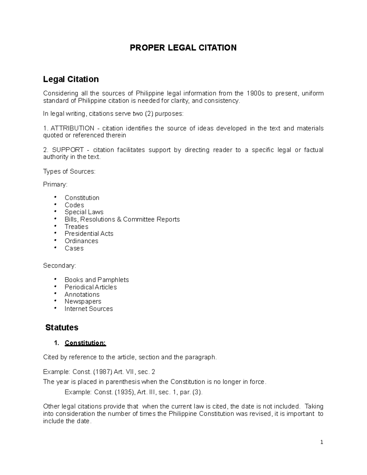 Legres Proper Legal Citation 1 PROPER LEGAL CITATION Legal Citation