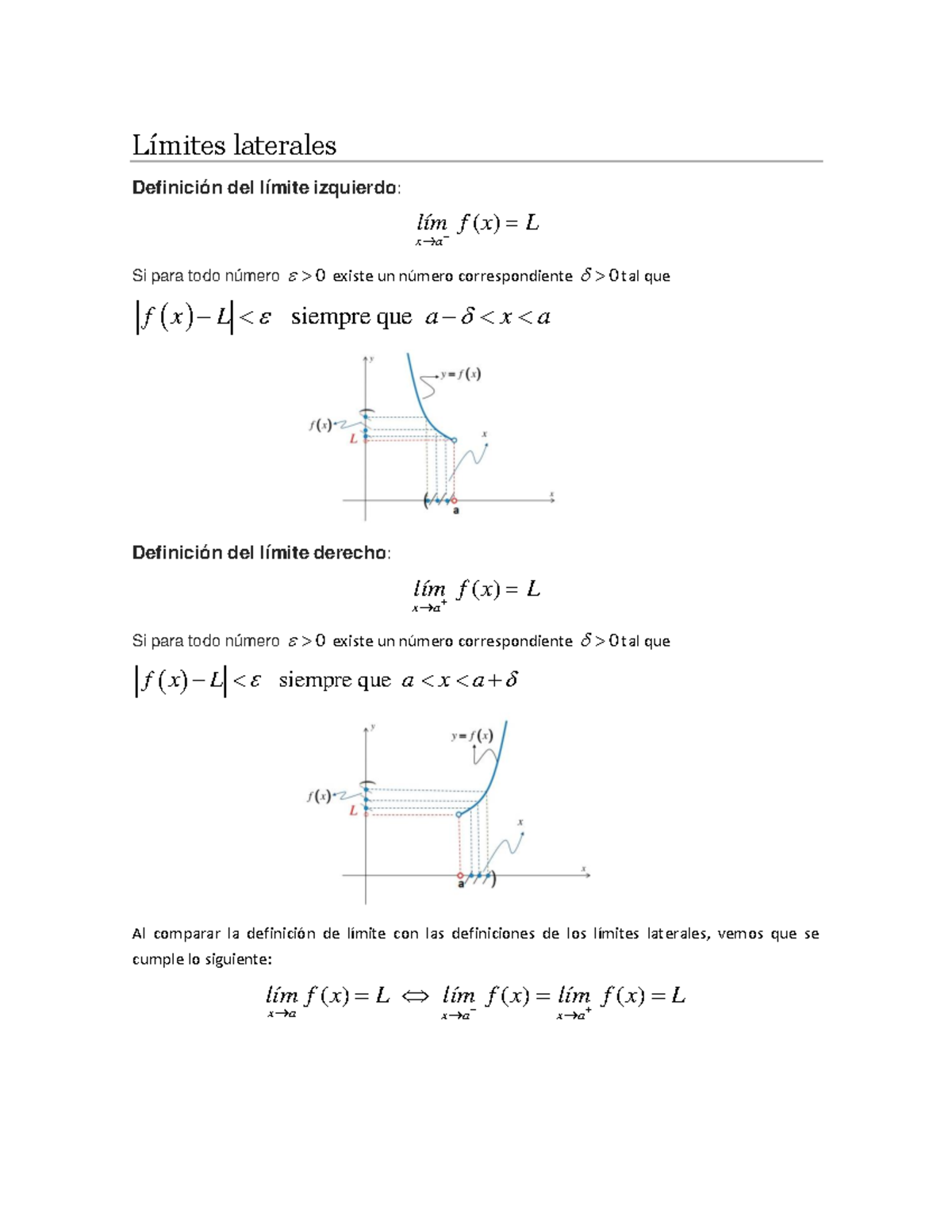 Límites laterales - Libro limites - Límites laterales Definición del ...