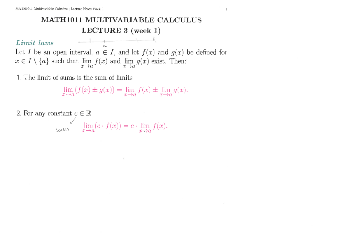 Lecture 3 annotated - MATH1011 - Studocu