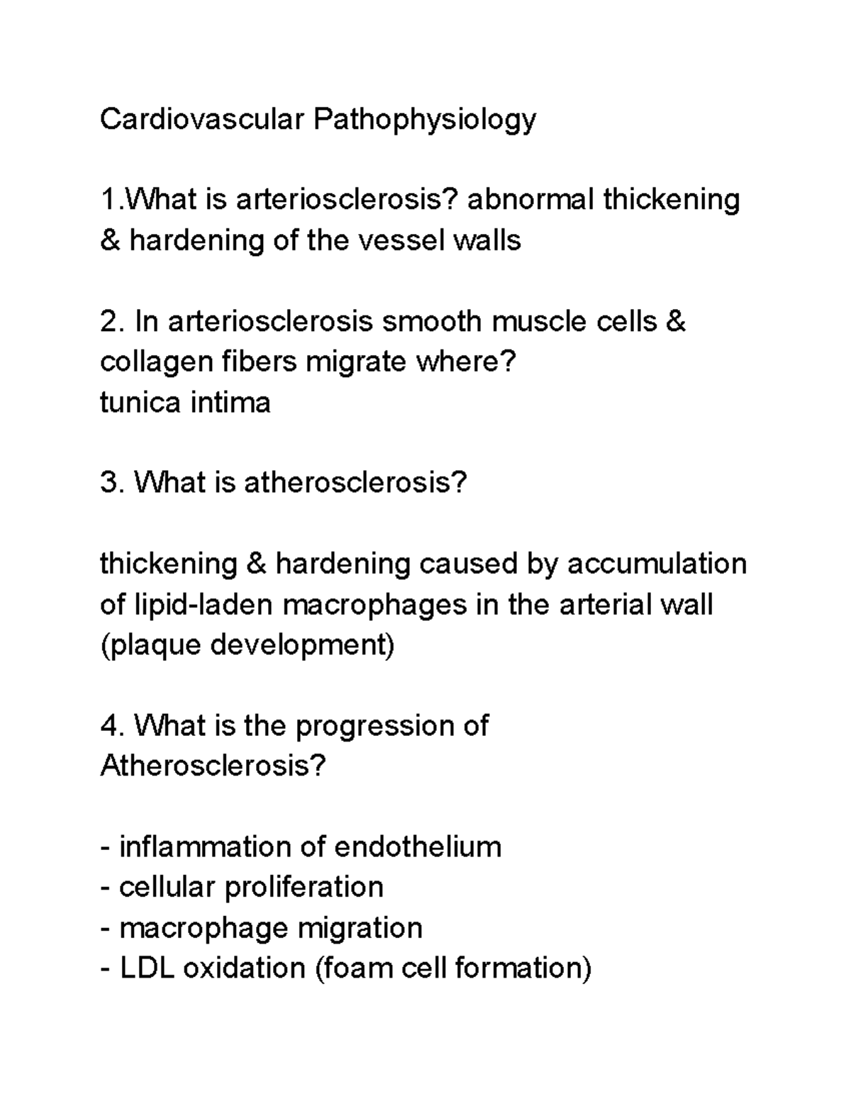 Cardiovascular Pathophysiology - notes - Google Docs - Cardiovascular ...