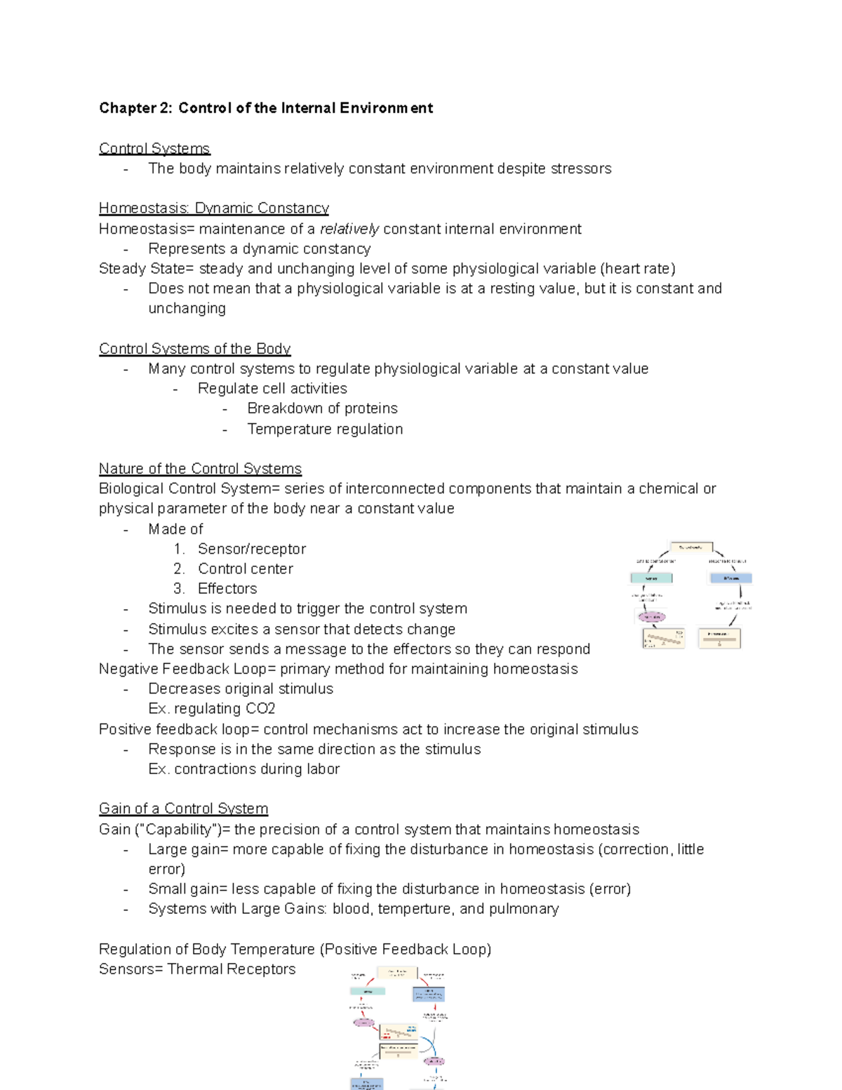 KIN 470 Lecture Notes - Chapter 2: Control of the Internal Environment ...