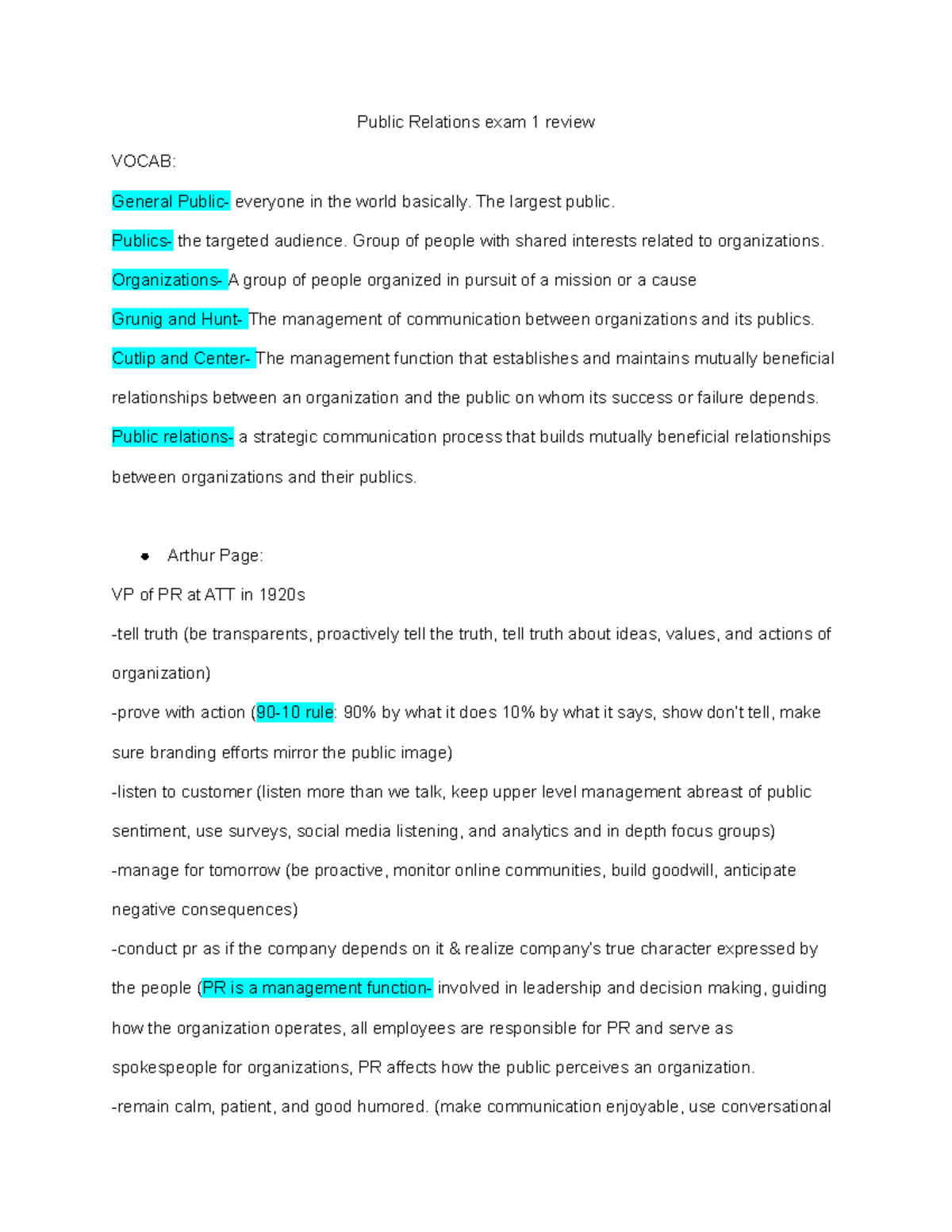 Pr exam 1 review - exam 1 all lecture material in personalized notes ...