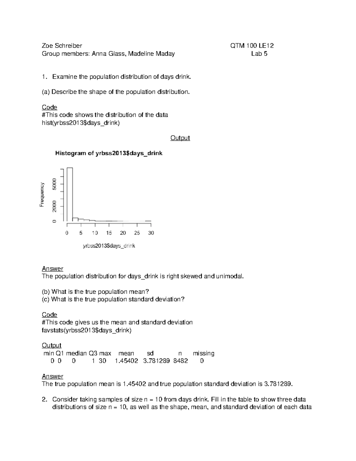 QTM Lab 5 - lab homework - ZoeSchr ei ber Gr oupmember s :AnnaGl ass ...