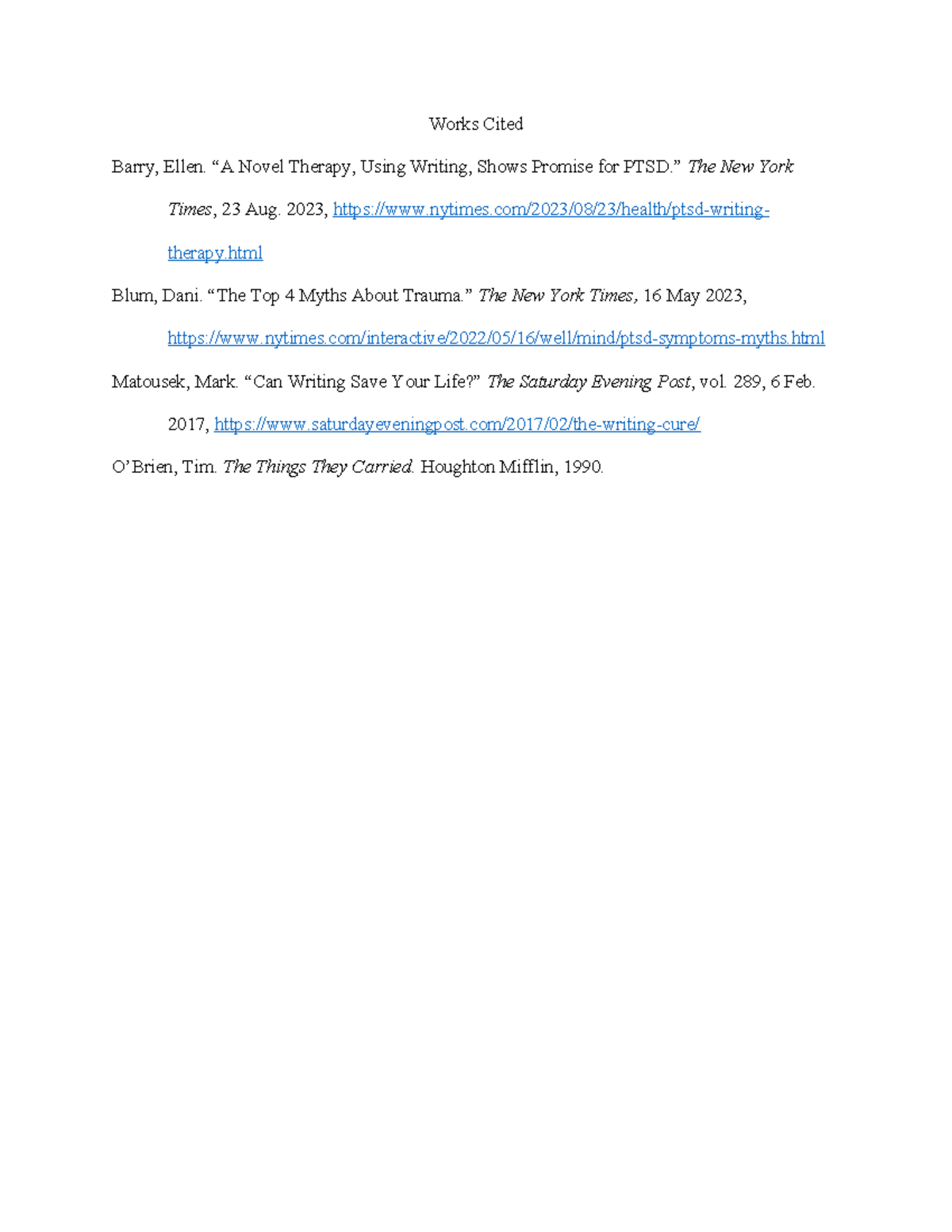 TTTC+Summative+Works+Cited - Works Cited Barry, Ellen. “A Novel Therapy ...