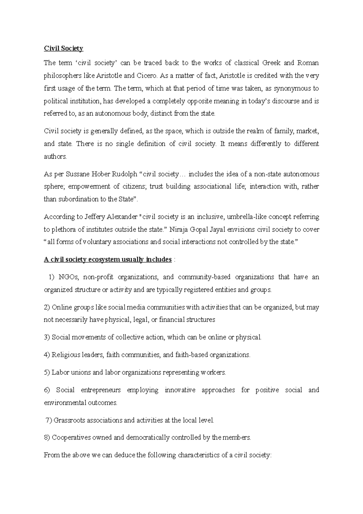 Civil Society - Ethnicity - Civil Society The term ‘civil society’ can ...