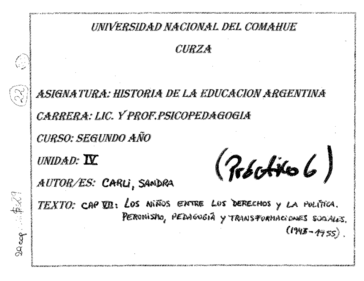 Carli Peronismo - Texto - UNIVERSIDAD NACIONAL DEL COMAHUE CURZA ...