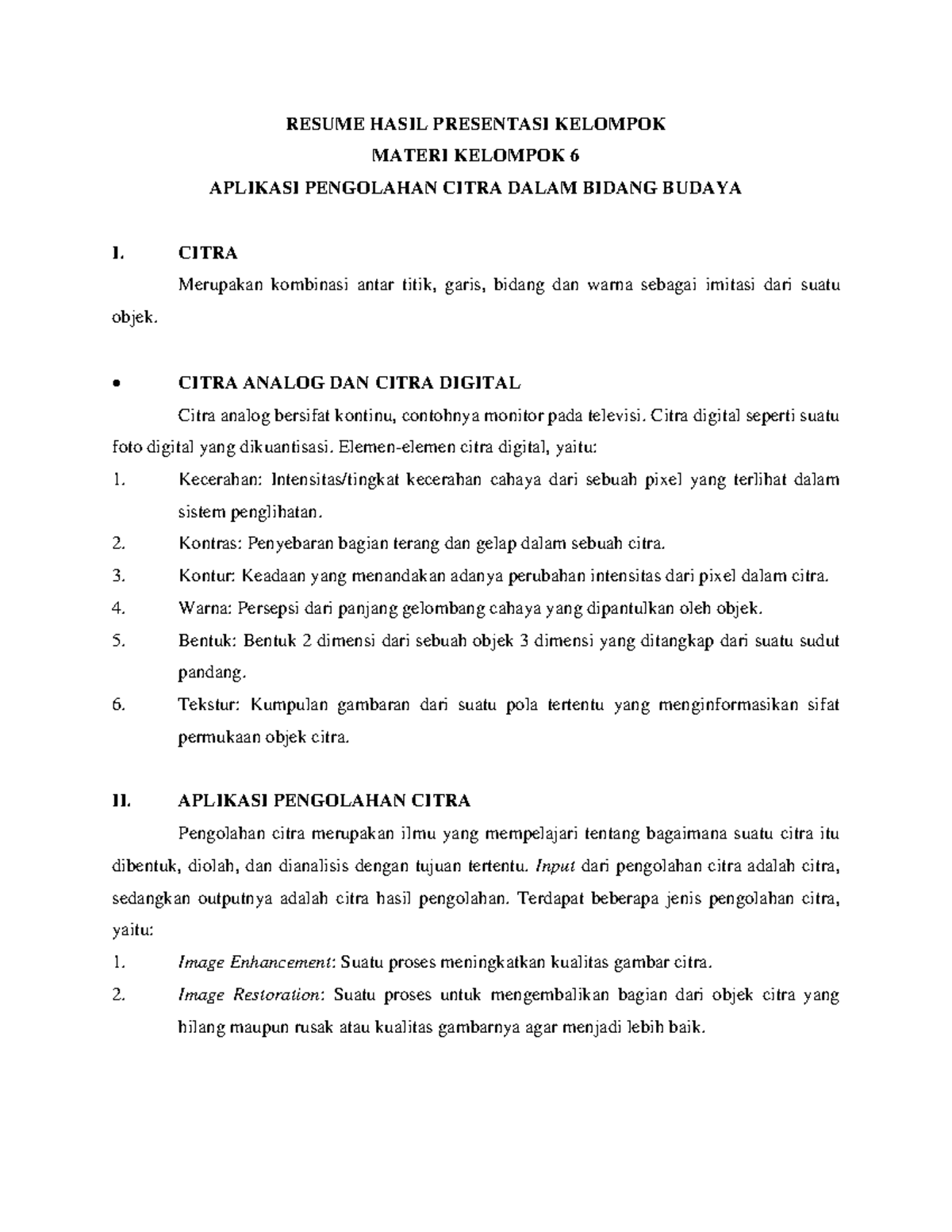 Resume Materi Presentasi Kelompok 6 - RESUME HASIL PRESENTASI KELOMPOK ...