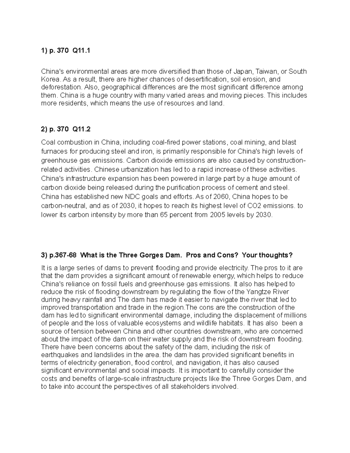 East Asia questions - Question assignment for the chapter on East Asia ...