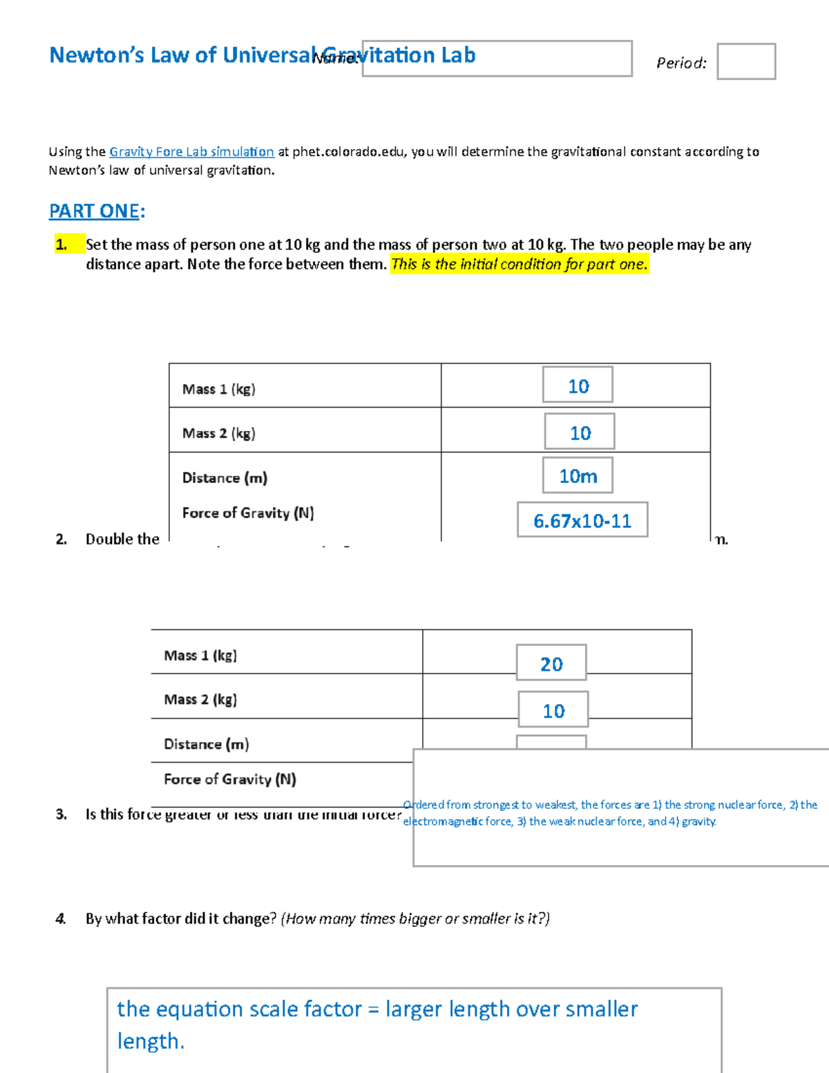 Newton's Universal Law of Gravitation LAB-1 - Newton’s Law of Universal ...