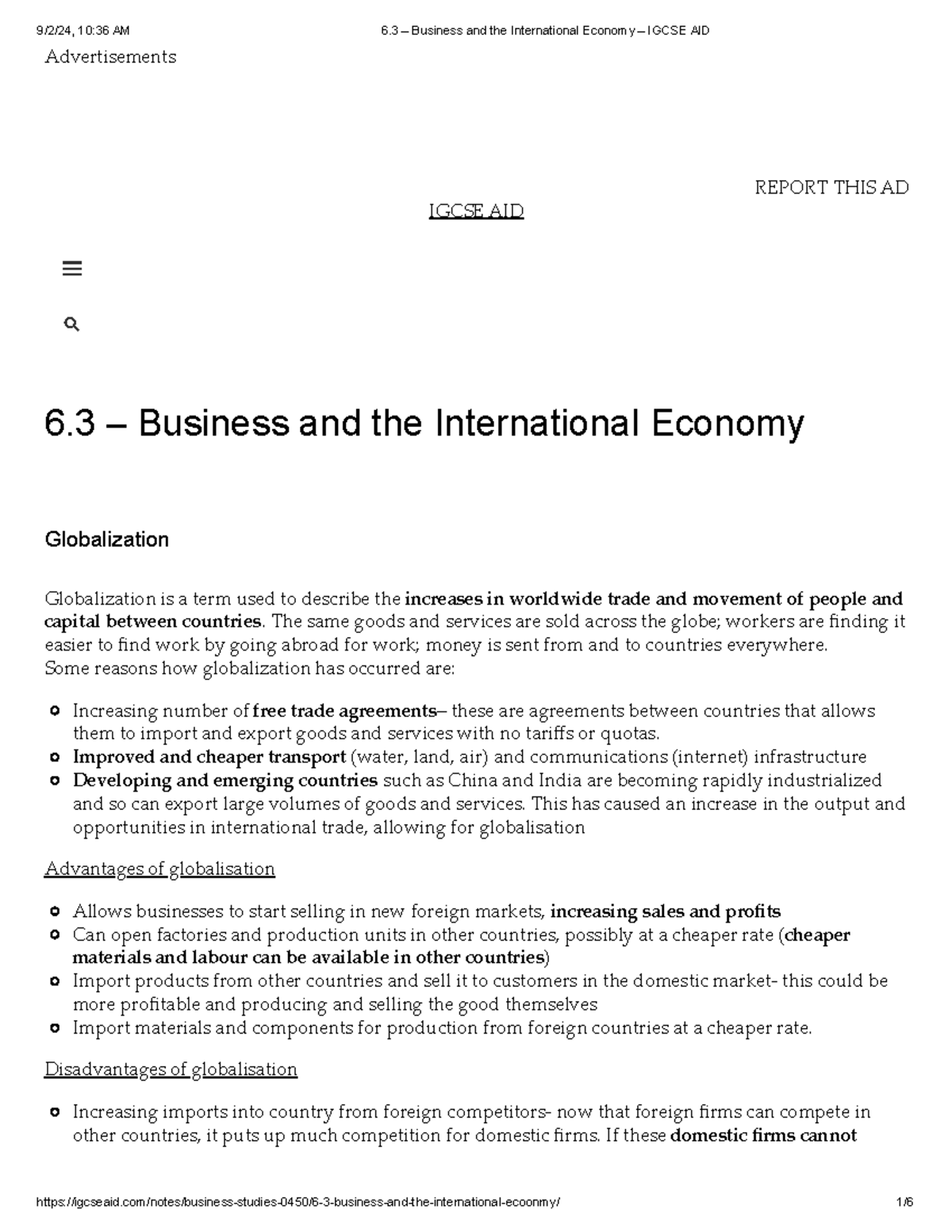 Unit 26 business notes - Advertisements IGCSE AID REPORT THIS AD 6 ...