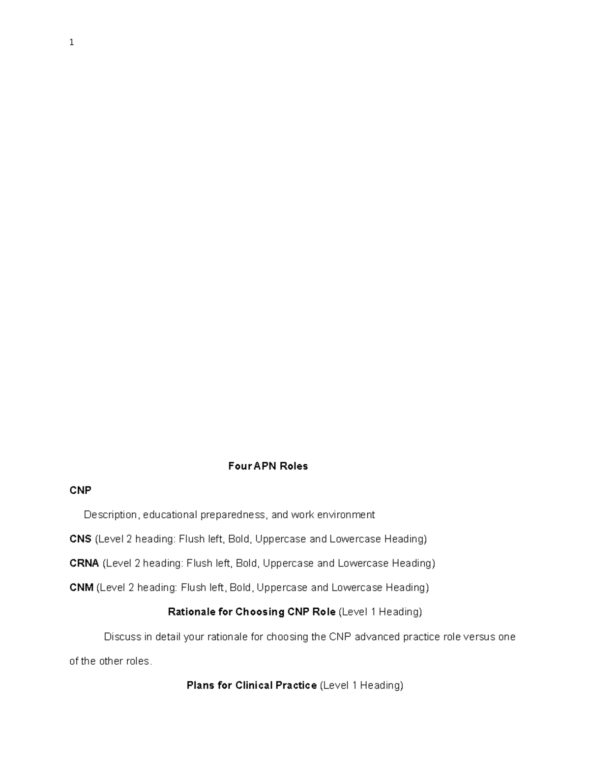 Week 2 APRN roles Jessica Jordan - 1 Four APN Roles CNP Description ...