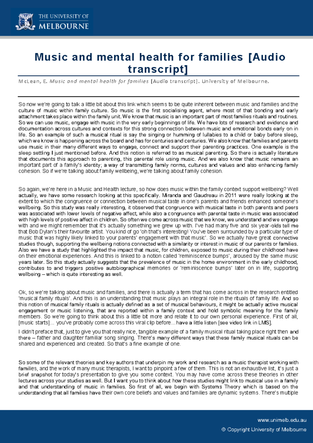 MUSI2015 0 Music and mental health for families - Audio transcript ...