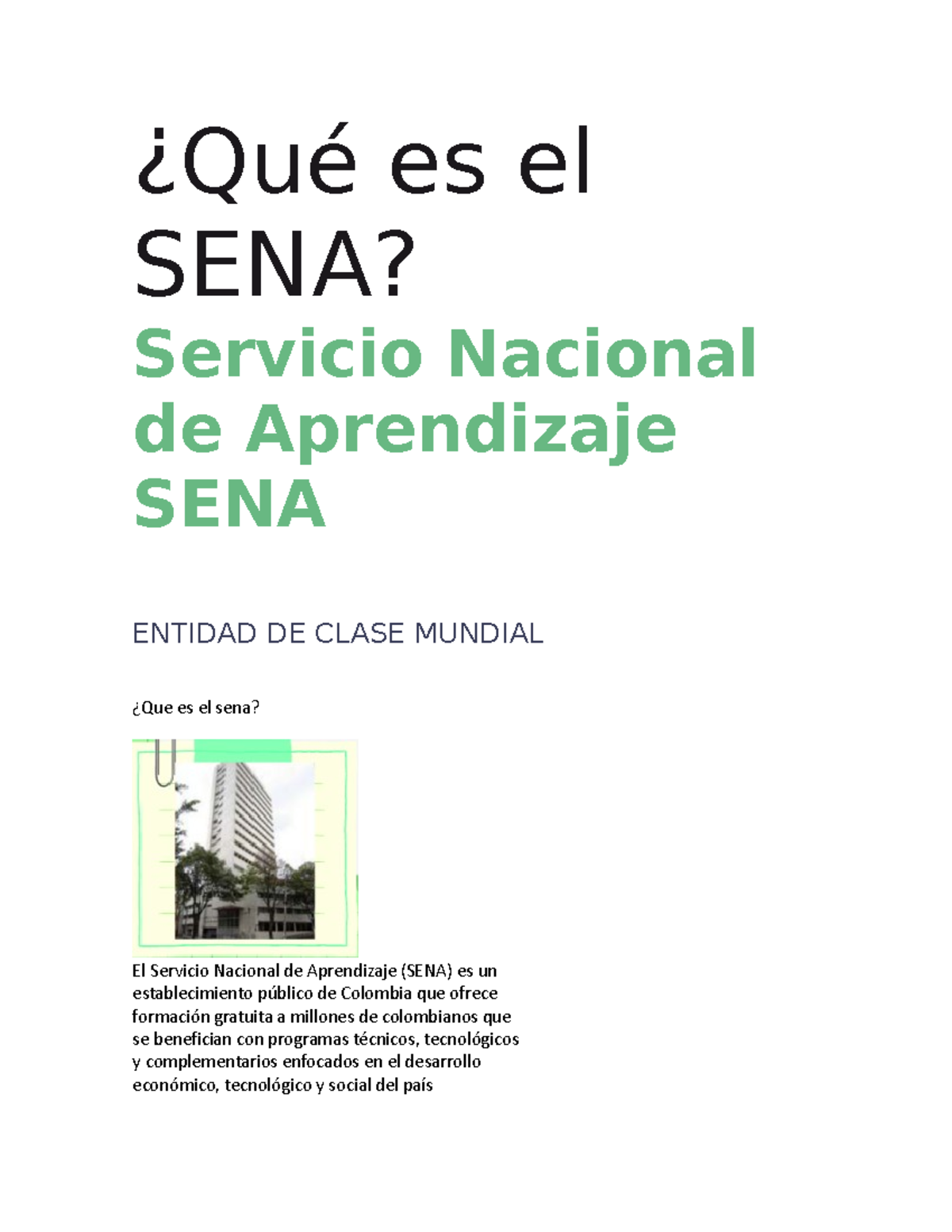 Infografía. AA1-EV01 - material de apoyo - ¿Qué es el SENA? Servicio ...