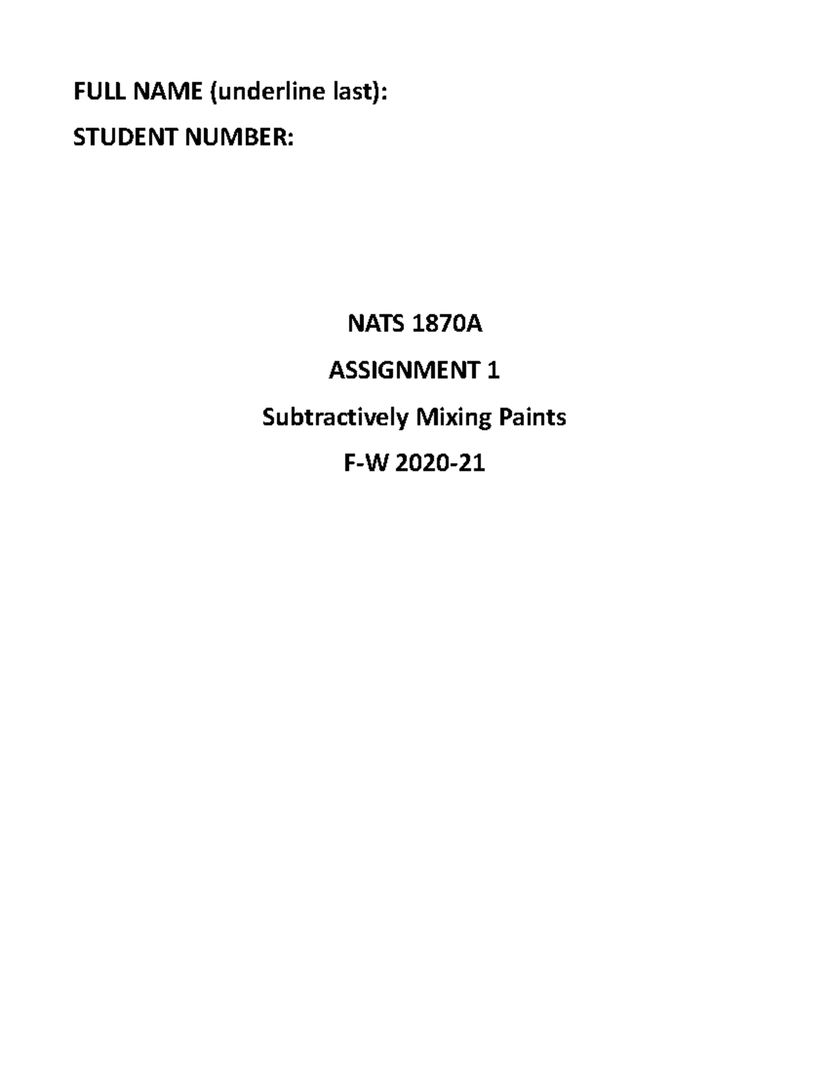 Class notes math - FULL NAME (underline last): STUDENT NUMBER: NATS ...