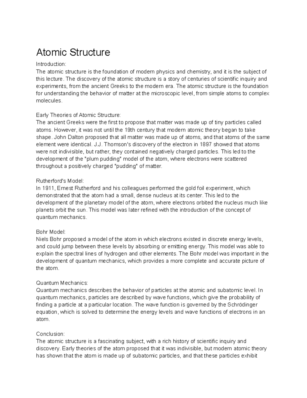 General Physics III (PHY-2040) Lecture 11 - Atomic Structure - Atomic ...