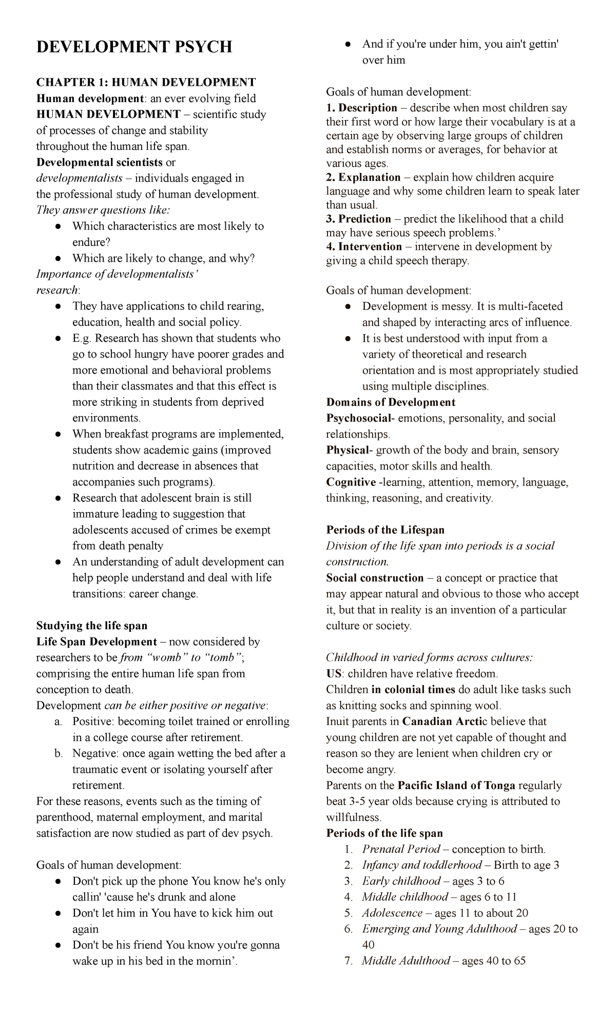Chapters 1 to 5 of Developmental Psychology - DEVELOPMENT PSYCH CHAPTER ...