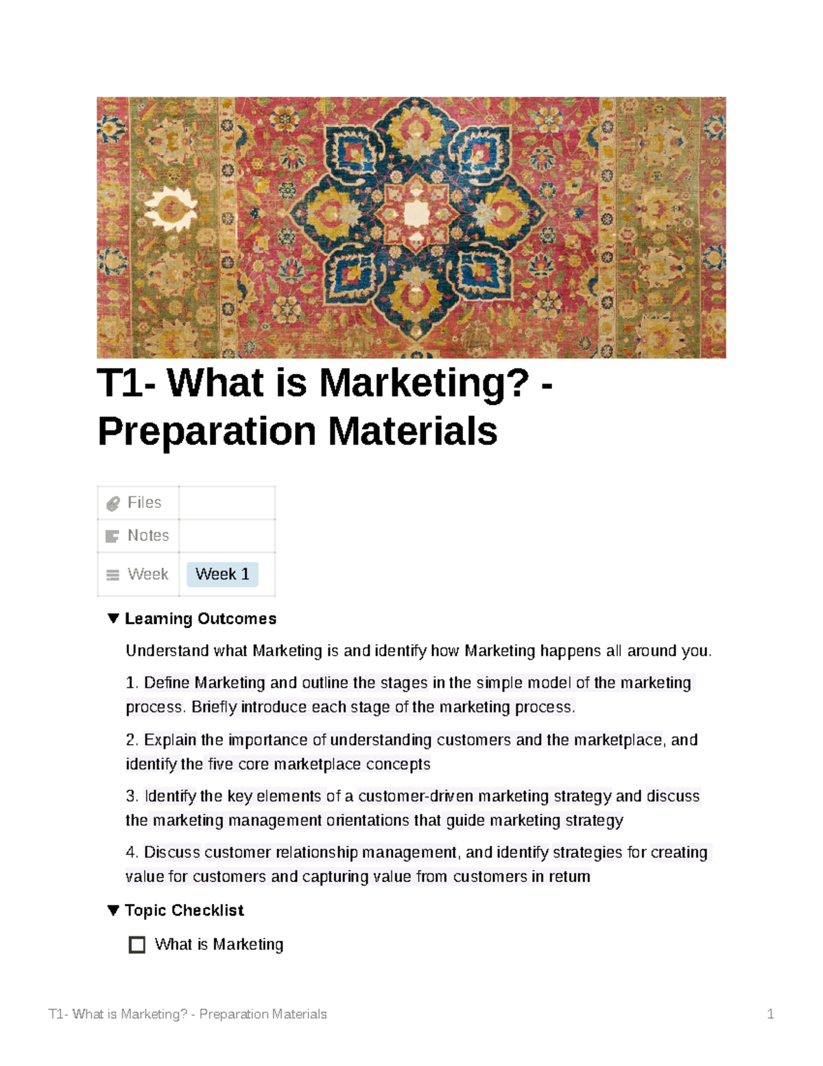 T1- What is Marketing - Preparation Materials - Marketing Principles ...
