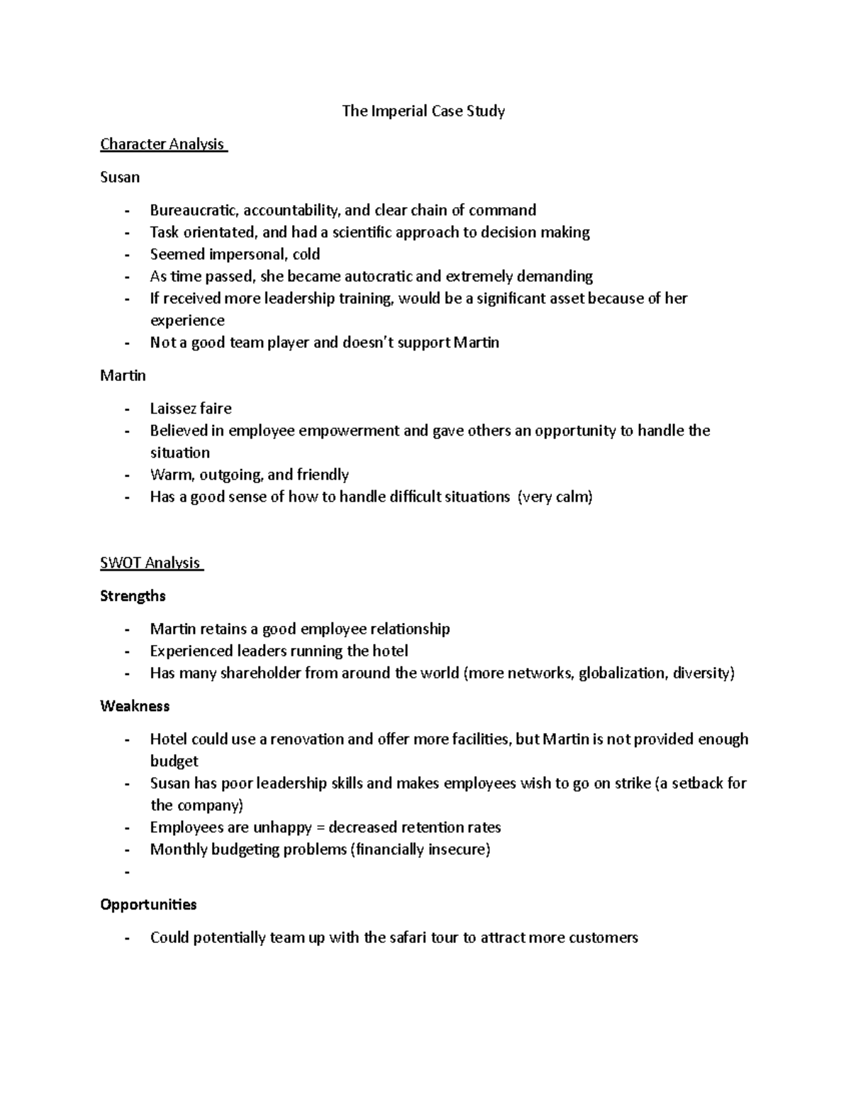 The Imperial Case Study - The Imperial Case Study Character Analysis ...