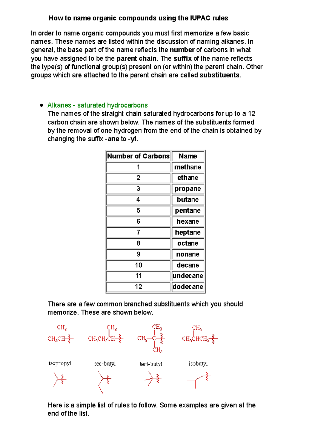 Chemistry notes - How to name organic compounds using the IUPAC rules ...