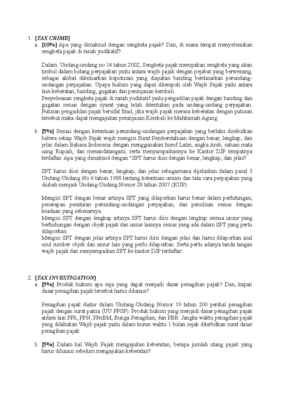 Contoh Soal Kasus - Tax Audit, Tax Dispute and Tax Court - 1. [TAX ...