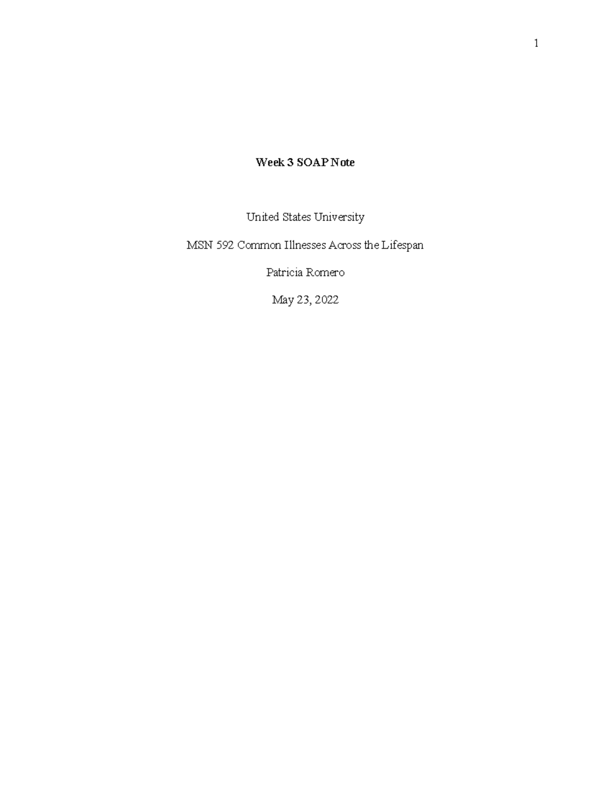 SOAP Note Week 3 Hyperthyroidism - Week 3 SOAP Note United States ...