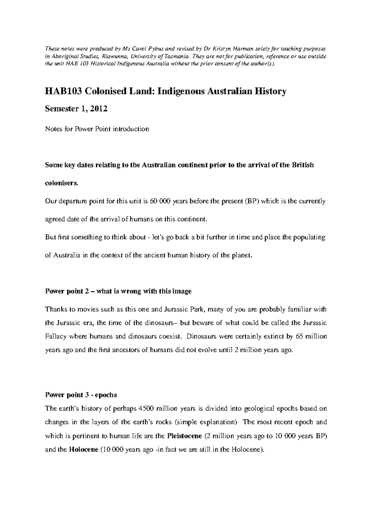 Lecture notes, lectures 1-12 - These notes were produced Ms Carol Pybus ...