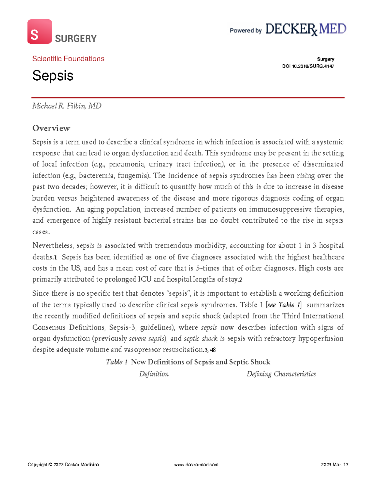 Document - Medicine - Scientific Foundations Sepsis Surgery DOI 10/SURG ...