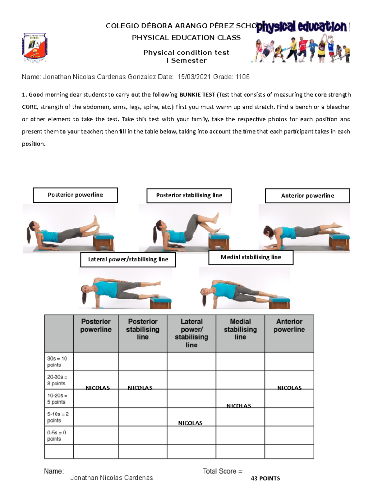 Bunkie TEST. Eleventh Grade - COLEGIO DÉBORA ARANGO PÉREZ SCHOOL ...