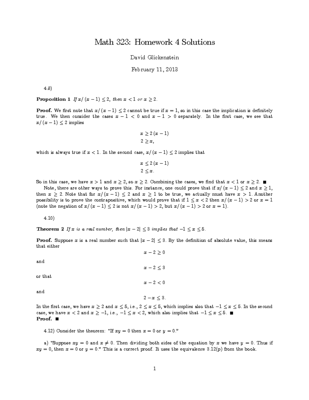 Hw4sol - Solutions to homework assignment 4 - Math 323: Homework 4 ...