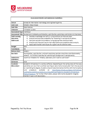 MDA511 GC T2 2021 Assignment 2 - Prepared by: Prof. Paul Kwan Moderated ...