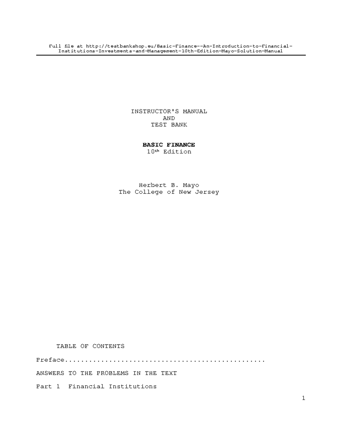 Basic Finance An Introduction to Financial Institutions Investments and ...