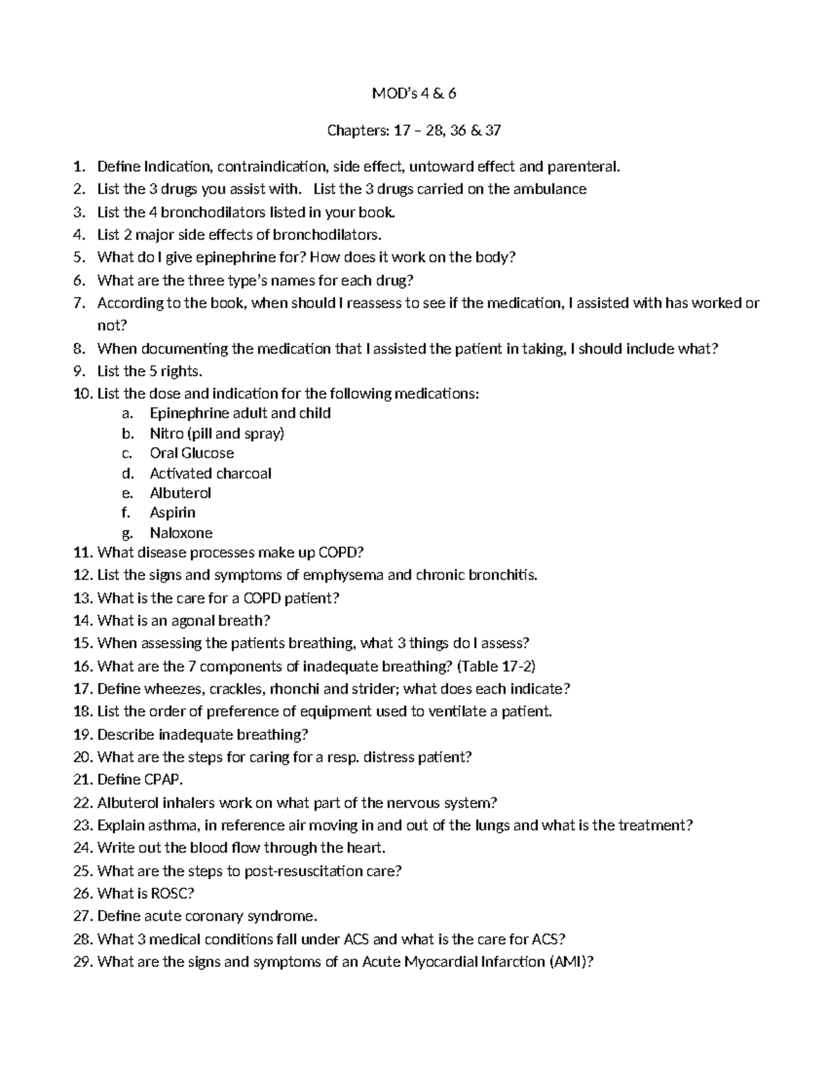 MOD 4 & 6 Questionnaire - .... - MOD’s 4 & 6 Chapters: 17 – 28, 36 & 37 ...