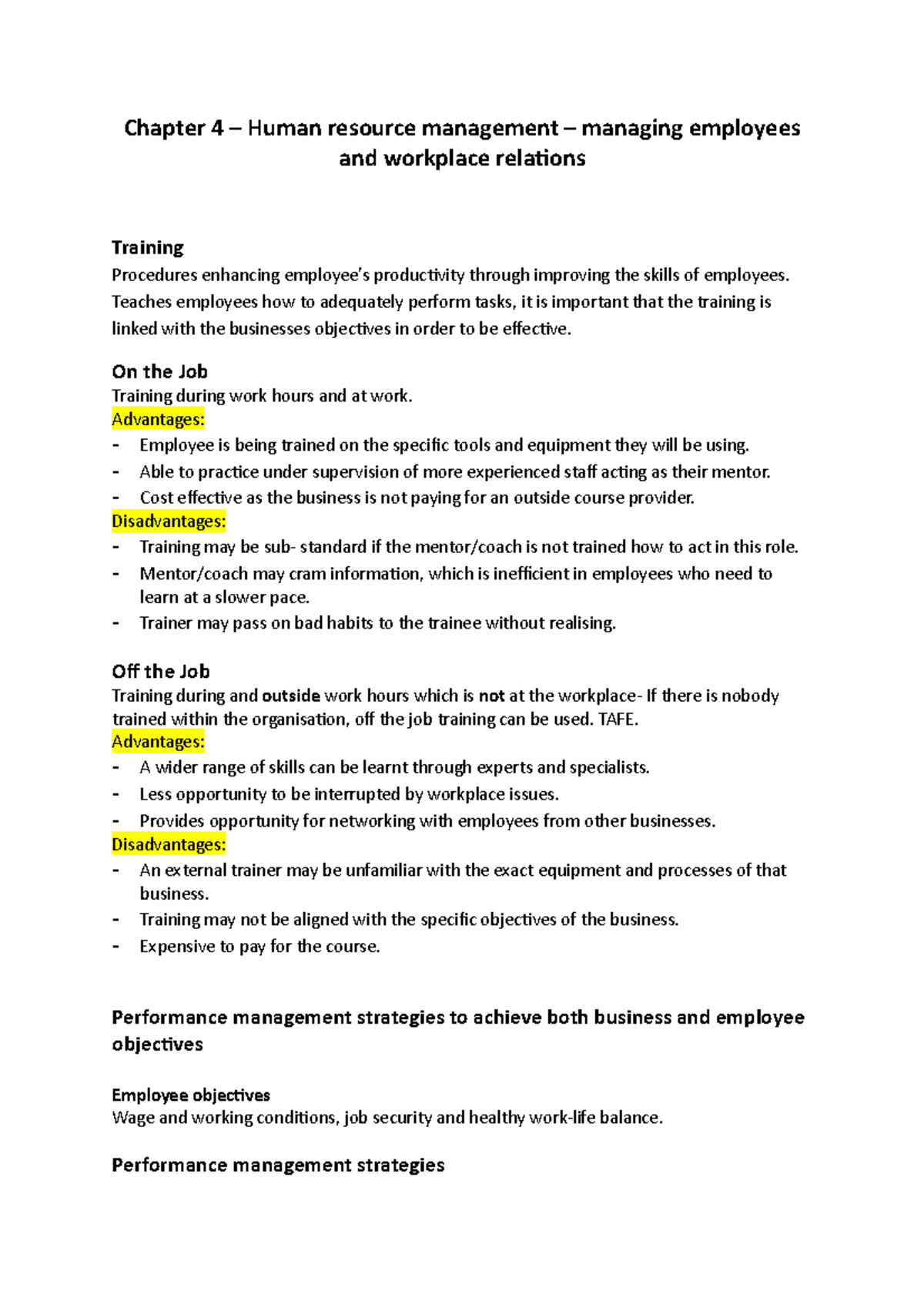 Chapter 4 – Human resource management – managing employees and ...