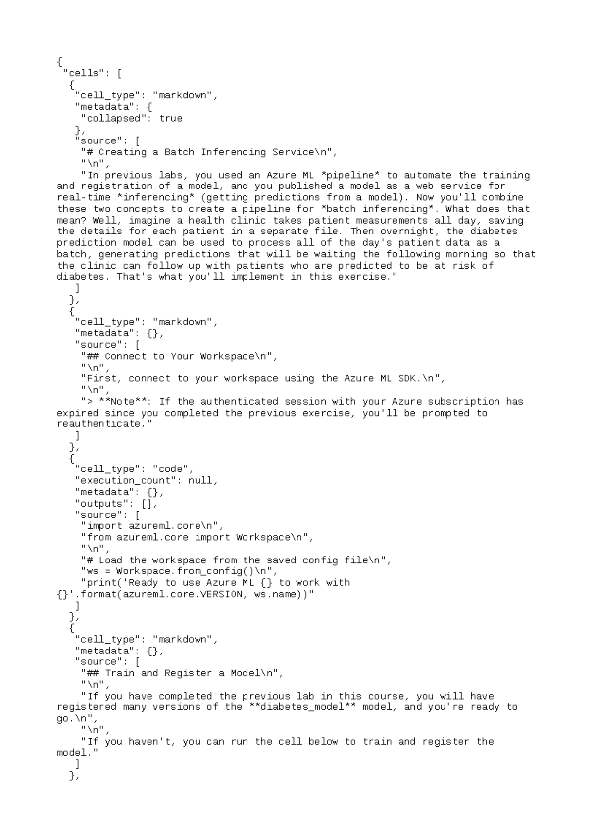 07B - Creating a Batch Inferencing Service - { "cells": [ { "cell_type ...